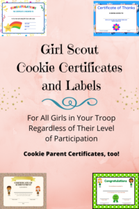Girl Scout Cookie Certificates and Labels – Troop Leader